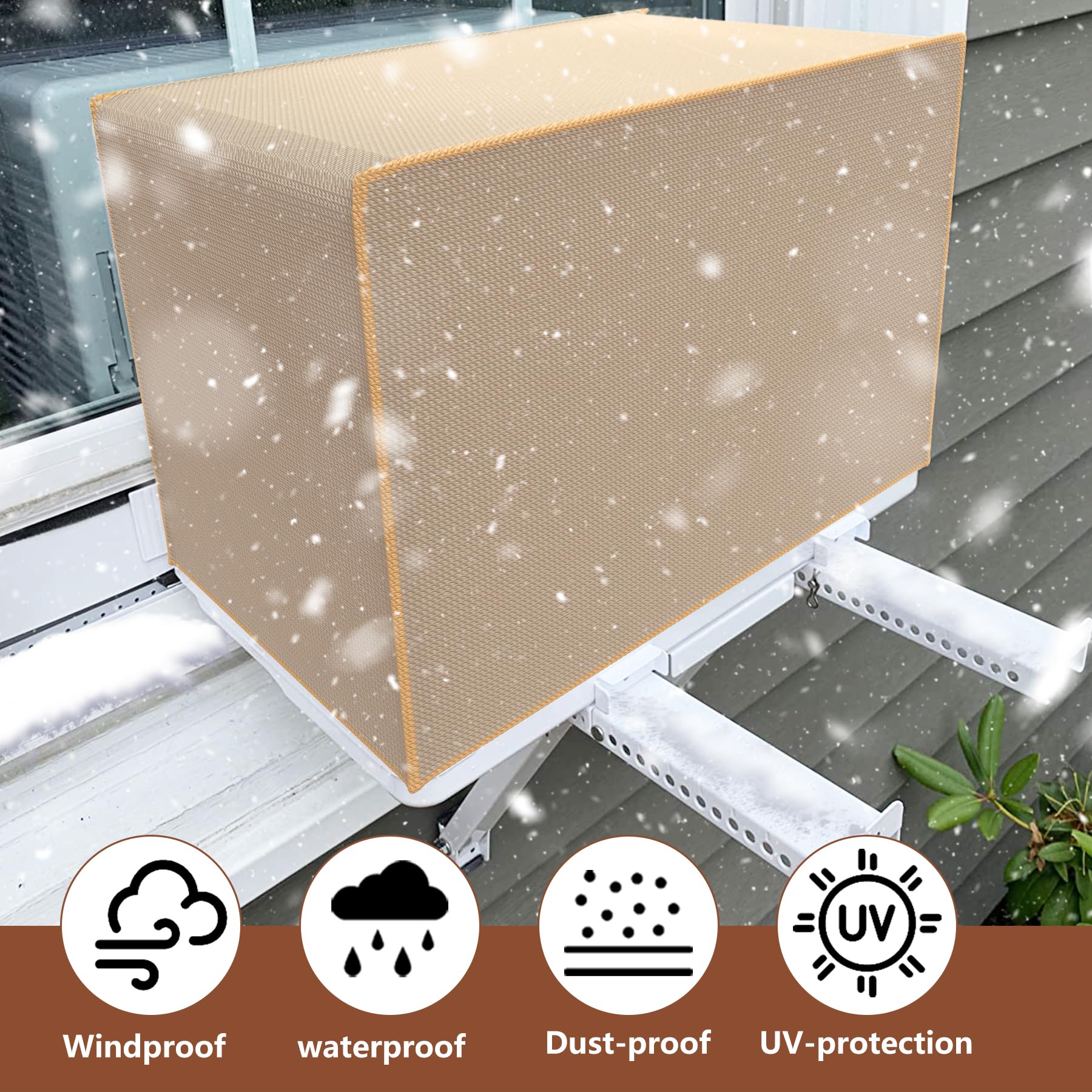 BJADE'S Window AC Cover Compatible with Midea U-Shaped Window Air Conditioner Unit,Heavy-Duty,Waterproof 600D Polyester Outdoor AC Covers,Dustproof & Windproof Outside Window AC Protection Cover