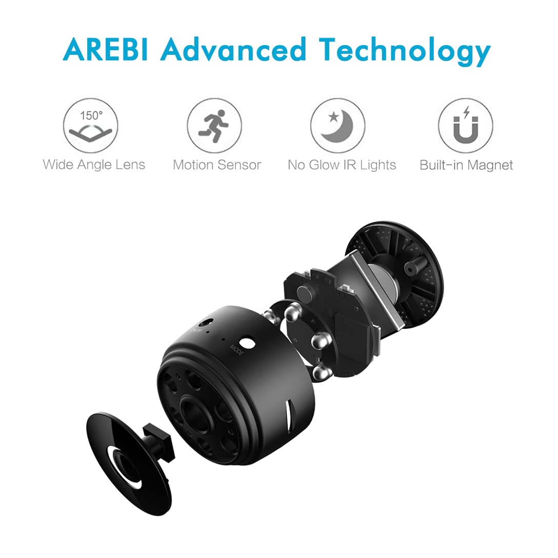 AREBI 64GB Hidden Cameras for Home Security, 1080p HD Mini Spy Camera Wi-Fi Wireless, Small Nanny Camera Indoor with Remote View, Motion Detection, Night Vision, Tiny Spy Cam A10 Plus [Original]