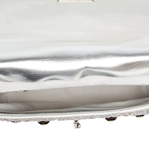 Betsey Johnson Studs N' Stones Rhinestone Satchel, Silver