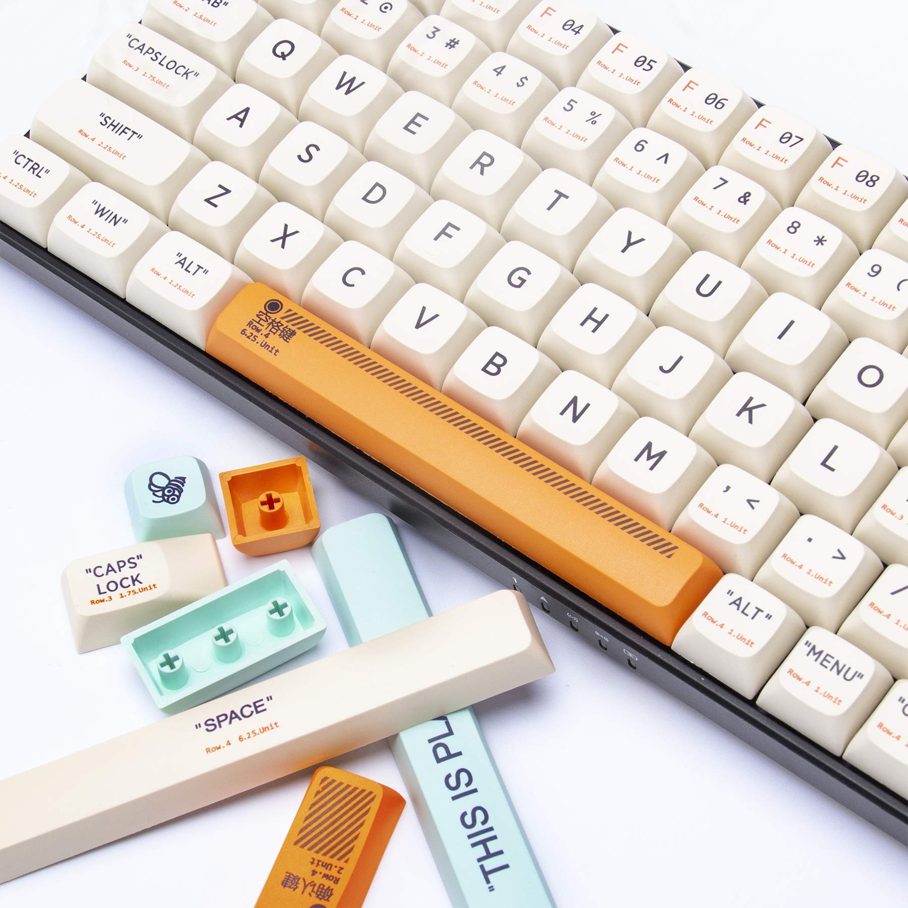 Tokey 144 Keys Set XDA Profile Custom Keycaps PBT Dye Sublimation ANSI Layout Keycaps Set for Gateron Kailh Cherry MX Switches Mechanical Gaming Keyboards (Plastic Theme)