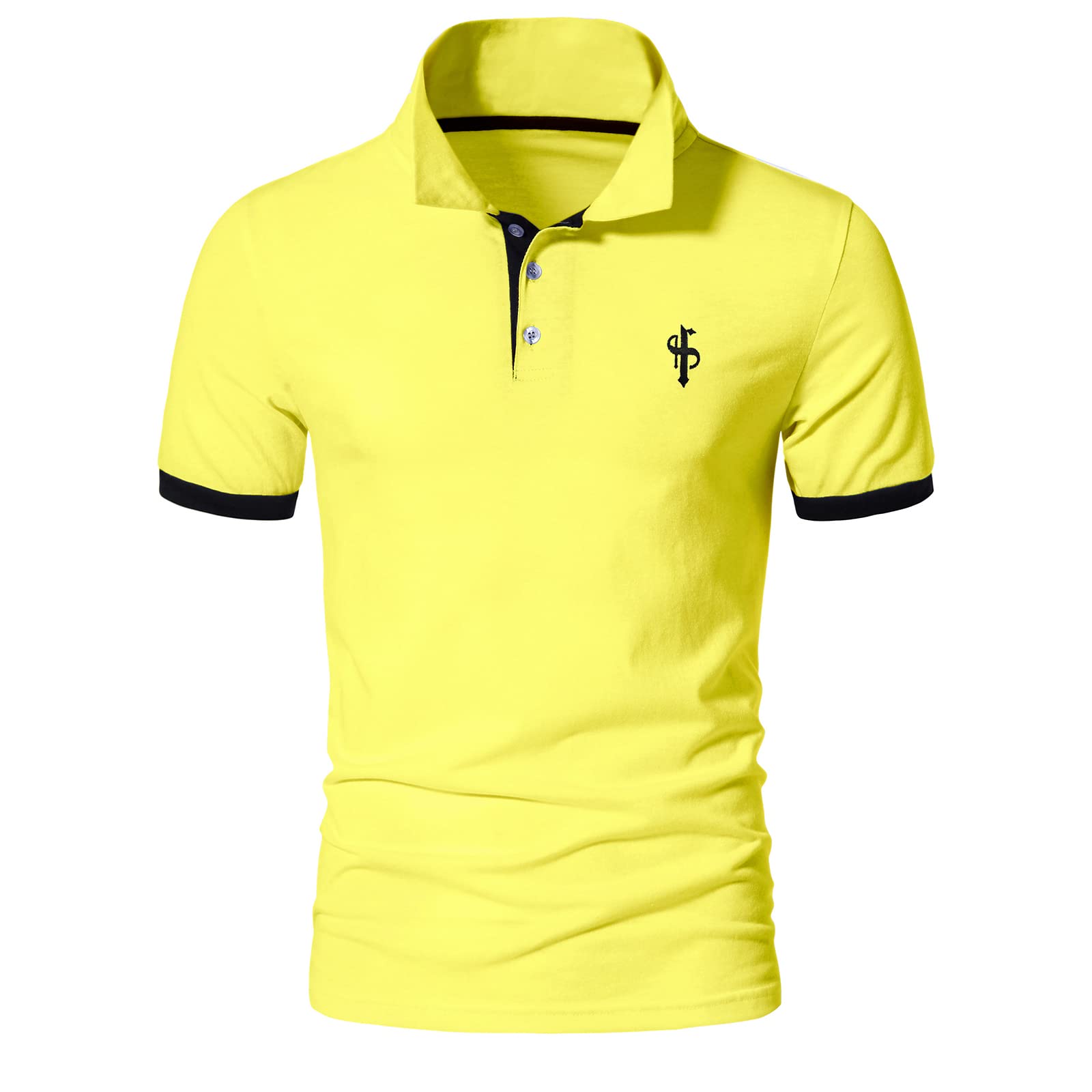 CEHT Mens Polo Shirts Long Sleeve Cotton Golf Shirts for Men Slim Fit Casual Tops Navy