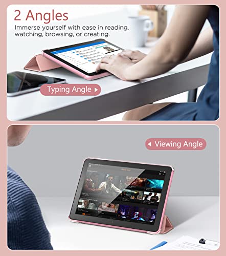 MoKo Case Fits All-New Amazon Kindle Fire HD 8 & 8 Plus Tablet(12th Generation/10th Generation, 2022/2020 Release) 8",Trifold Stand Cover with Translucent Backshell with Auto Wake/Sleep,Rose Gold