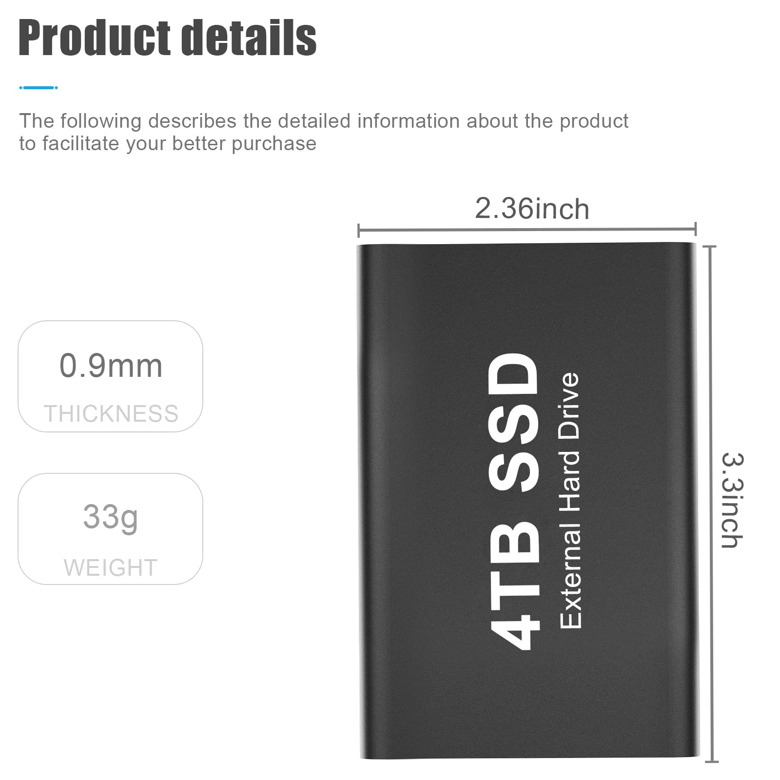 BKMNEU 4TB External Hard Drive, Portable SSD External Hard Drive β High Speed External Hard Drive Plug and Play Ready- for Mac and PC Computer, Desktop, Laptop
