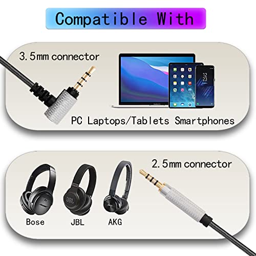 FAAEAL QC35 Cable Aux Cord Replacement for Bose 700 QuietComfort QC45 QC35II QC25 Noise Cancelling Headphones, JBL E45BT E55BT E65BTNC Earphone,2.5mm to 3.5mm Extension Aux Cord(4.9ft)