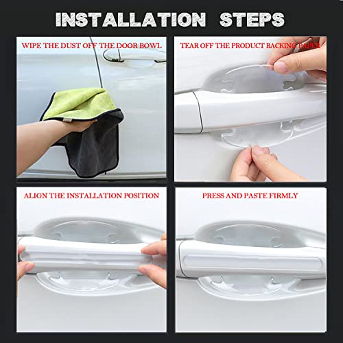 Grafken 8Pcs 3D Transparent car Door Handle Stickers Door Bowl Scratch Protector, Universal Waterproof Anti-Scratch Paint white m Grafken-doorsticker 0
