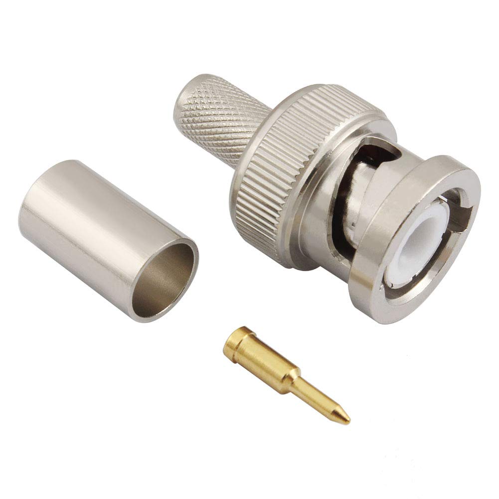 eifagur BNC Male Q9 Plug Crimp for RG8X RG-8X Mini-RG8 LMR240 50 Ohm Coax Cable Straight RF Coaxial Adapter Connector (Pack of 10)