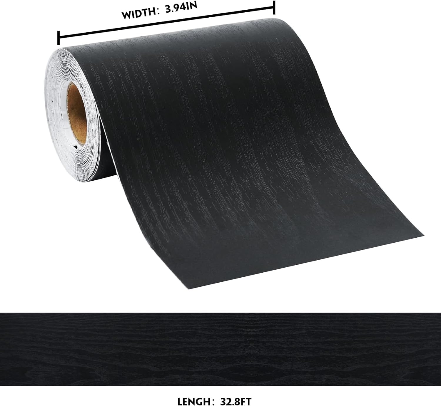 DESOMINOR 32FT Black Border Peel &Stick Black Wood Grain Wallpaper Border Removable Waterproof Bathroom Mirror Frame Sticker,3.94 Inches by 32.8 Ft