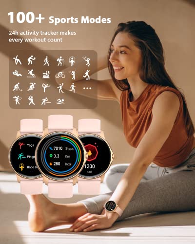Gydom Smart Watch for Women Answer/Make Call, 1.28" Touch Screen Fitness Tracker with Blood Oxygen/Heart Rate/Sleep Monitor, 100 Sport Modes, IP68 Waterproof Smartwatch for Android iPhone