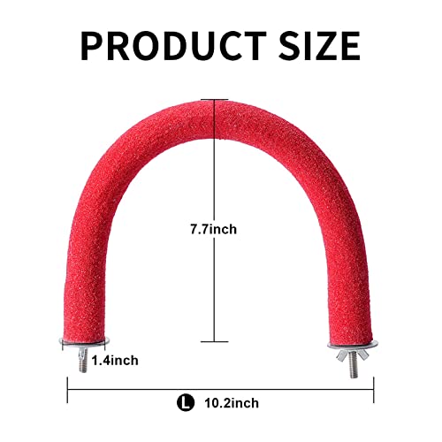 FrgKbTm Parrot Perch Stand, U Shape Quartz Sands Bird Stick Paw Grinding Rough-surfaced Large Bird Perches for Parakeets,Macaw,Parrots Cages Toy (Red Large)