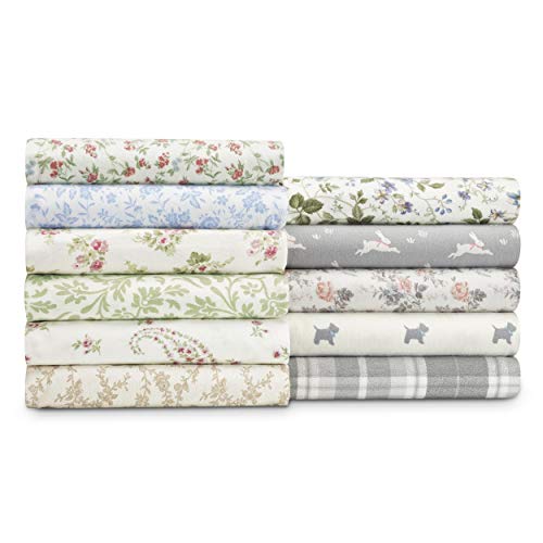 Laura Ashley Home Sateen Collection Bed Sheet Set - 100% Cotton, Silky Smooth & Luminous Sheen, Wrinkle-Resistant Bedding, 4 pcs, King, Bristol Paisley
