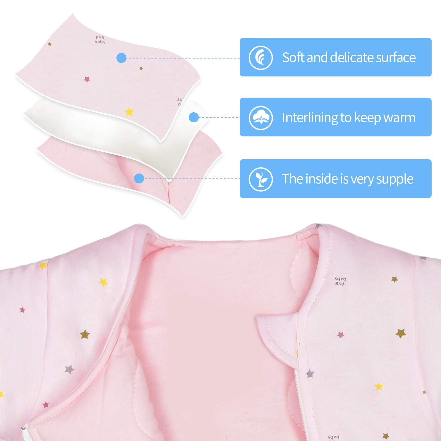 BBTKCARE Sleep Sack - Cotton Wearable Blanket,Warm Baby Pajamas for Toddler 3-6 Month-Pink
