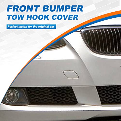 Front Bumper Tow Hook Cover Towing Eye Cap Fit for BMW E92 Coupe E93 Convertible 3-Series 328i 335i 2007 2008 2009 2010 51117187956 (White, Right Passenger Side)