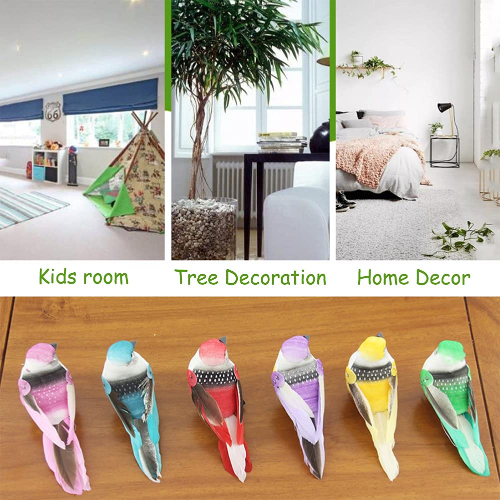 MAOMIA 12pcs Artificial Simulation Foam Bird Mini Feather Birds Ornaments DIY Craft for Home Garden Wedding Decoration Party Accessories