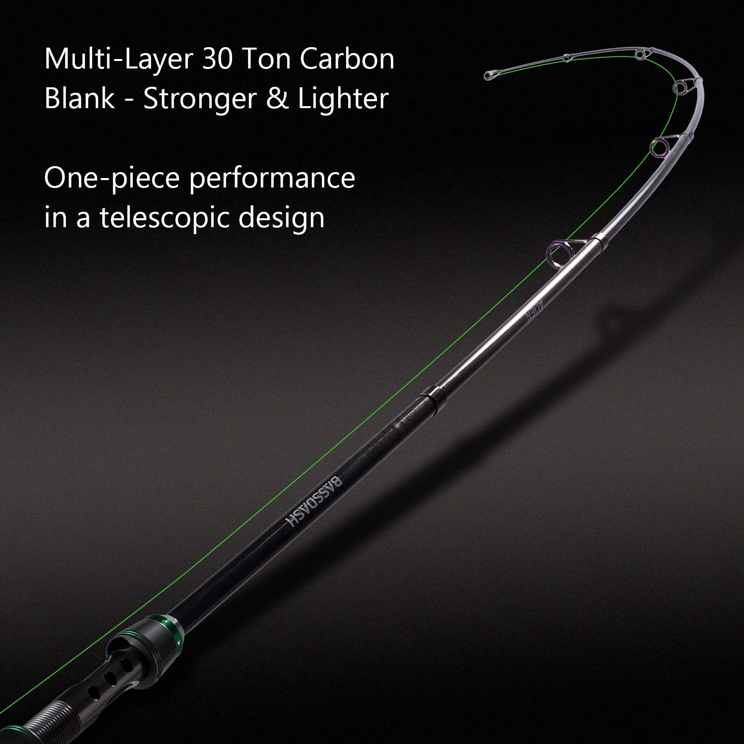 BASSDASH Alien Travel Spinning Fishing Rod 30 Ton Carbon Rod, One-Piece Performance in Telescopic Design, 6ft/7ft/8ft/10ft/12ft, 1 Piece