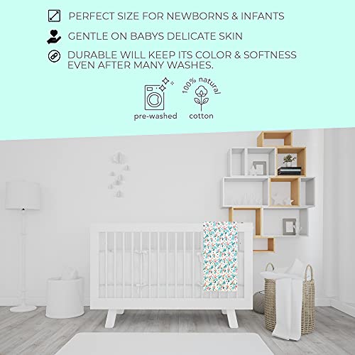 MODERN BABY Muslin Swaddle Blankets Newborn 2 Pack Soft Baby Wraps for Baby Girl 100% Cotton, White Floral