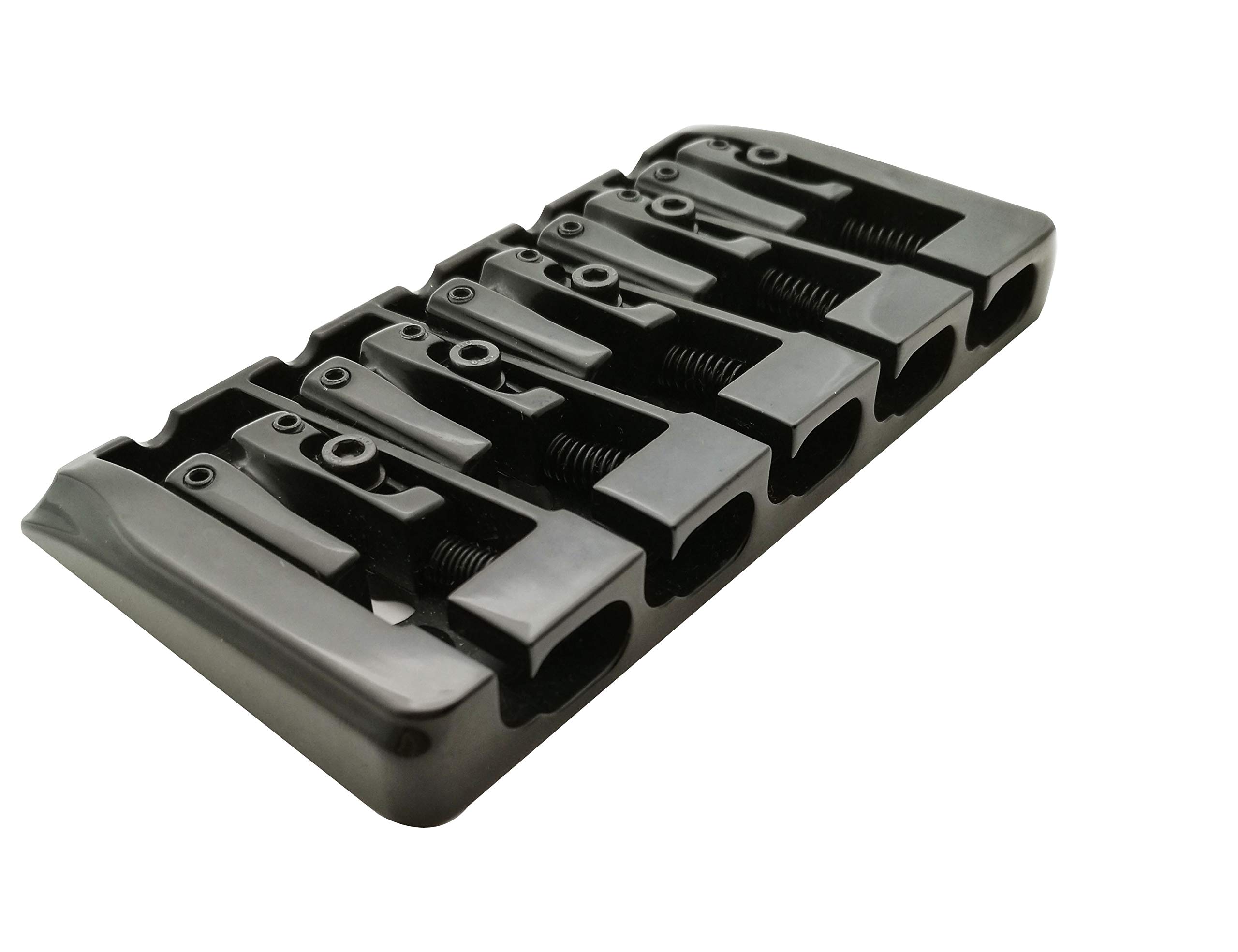Guyker 5 String Bass Bridge with Locking Zinc Saddles – Dual Load Type A Bridges String Space 19mm Replacement for Jazz Bass or Precision Electric Instruments (Black)
