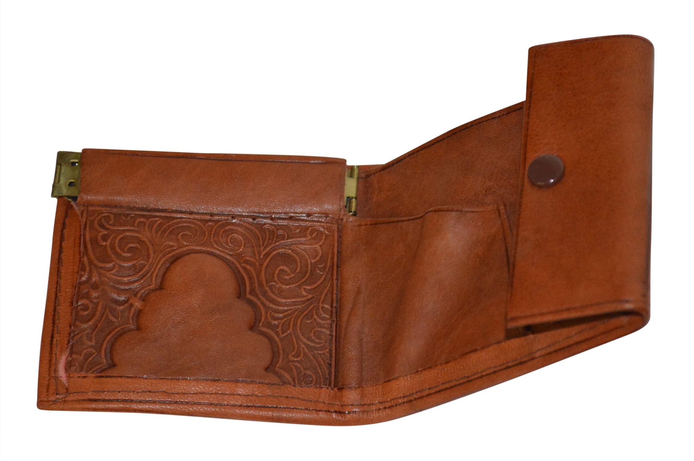 Moroccan Handmade Wallet Credit Card Leather Coin Change Pocket Small Brown