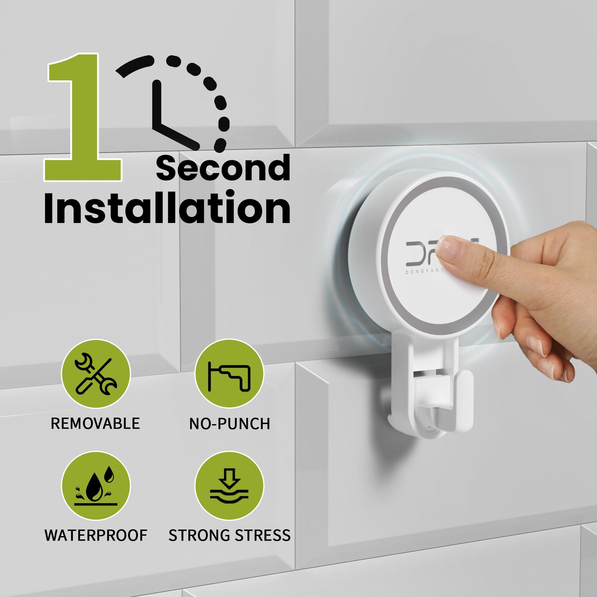 DFLJMOP 6 Pcs Shower Suction Cup Hooks Reusable Heavy Duty Vacuum Suction Hook Waterproof Suction Hanger Removable and Leave No Trace Suction Hooks for Bathroom Kitchen Towel, Robe, Loofah