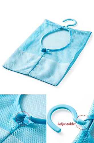 yueton 3pcs Colorful Hanging Mesh Bag, Bathroom Shower Storage Organizer Set Hamper Bag Closet Rack Clothes Clip Collection Bag