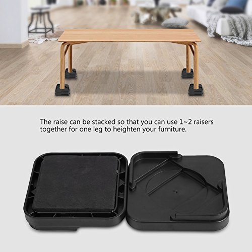 JEOZBM Bed Risers, 8PCS Nonslip Stackable Furniture Risers, Heavy Duty Furniture Risers Blocks for Sofa Table Couch Chair Bed (8.5-Black)