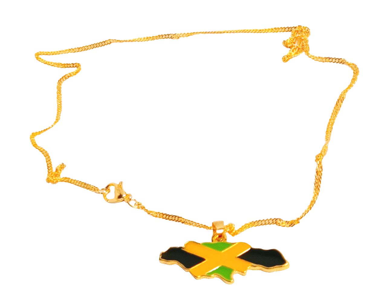 Askana Fashion Unisex Country Flag Map Gold Pendant Necklace (Jamaica)