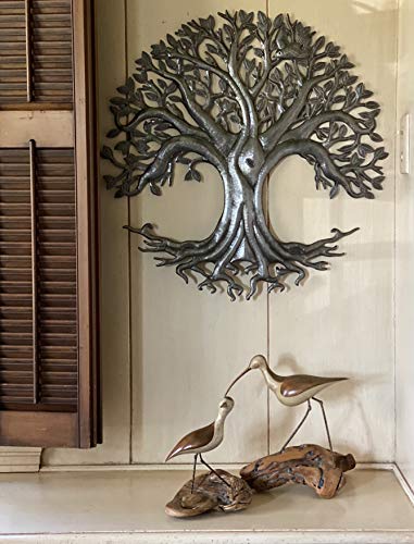 Tree of Life, Garden Metal Plaque, Indoor and Outdoor Wall Décor 23 Inches Round Haitian Art