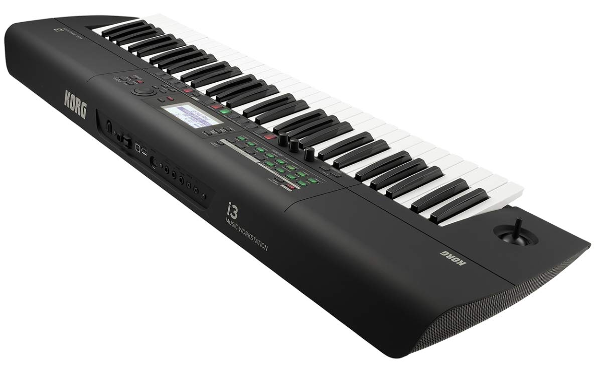 Korg i3 Music Workstation - Matte Black Bundle with Adjustable Stand, Bench, Sustain Pedal, Instructional Book, Austin Bazaar Instructional DVD, and Polishing Cloth