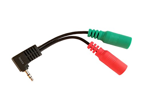 PC Headset to Cordless Phone Adapter (PC Headset with Separate Mic and Headphone 3.5mm Plugs to 2.5mm 3-Pole Male Adapter)