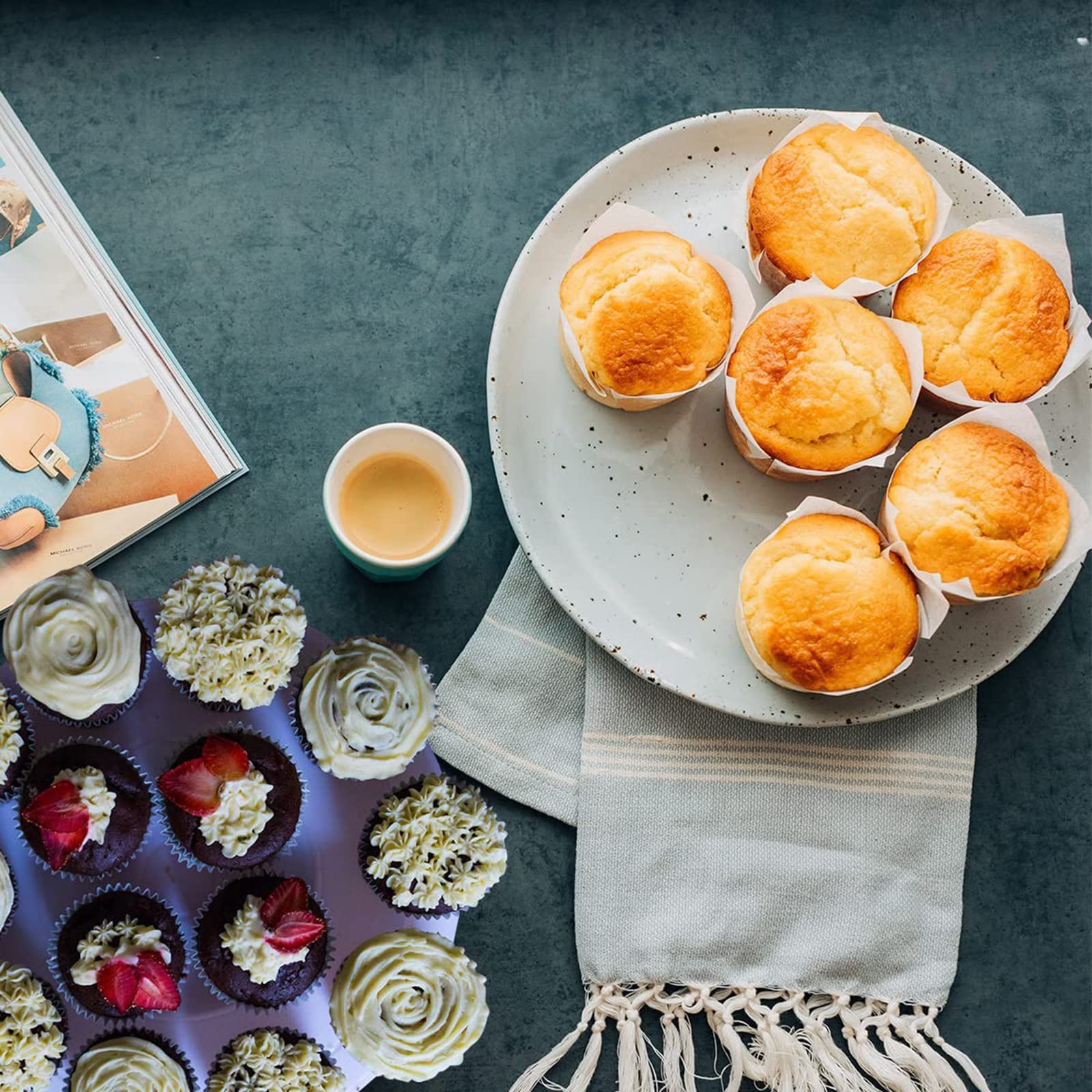 BesoAbrazo Silicone Muffin Pan 12 Cups Mini Size, Non-stick and Easy Pop Out Muffin Tin, Good Grip Perfect Result Cupcake Baking Tray, Egg Tart Bite Mini Pie Molds, Dark Grey