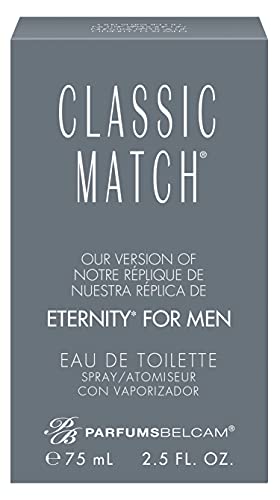 PB ParfumsBelcam Classic Match CM Eau De Toilette Spray, Our Version of Eternity for men, 2.5 Fl Oz