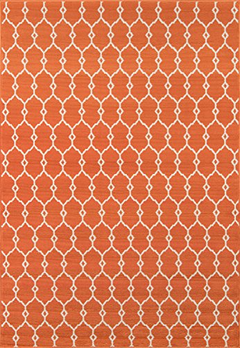 Momeni Rugs , Baja Collection Contemporary Indoor & Outdoor Area Rug, Easy to Clean, UV protected & Fade Resistant, 5'3" x 7'6", Orange
