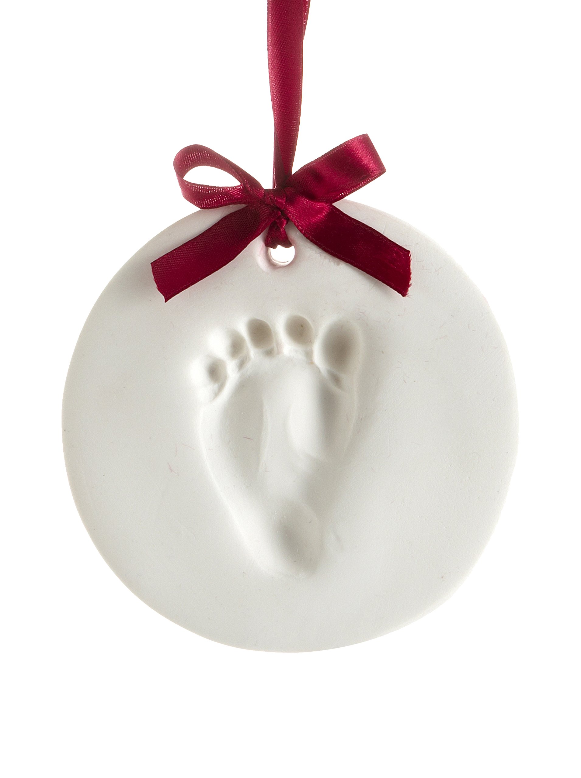 Pearhead Babyprints Christmas Ornament, Baby's First Christmas Holiday Keepsake, Newborn Handprint or Footprint Clay Kit, Easy No-Bake DIY Clay Impression, Gender-Neutral Christmas Baby Gift