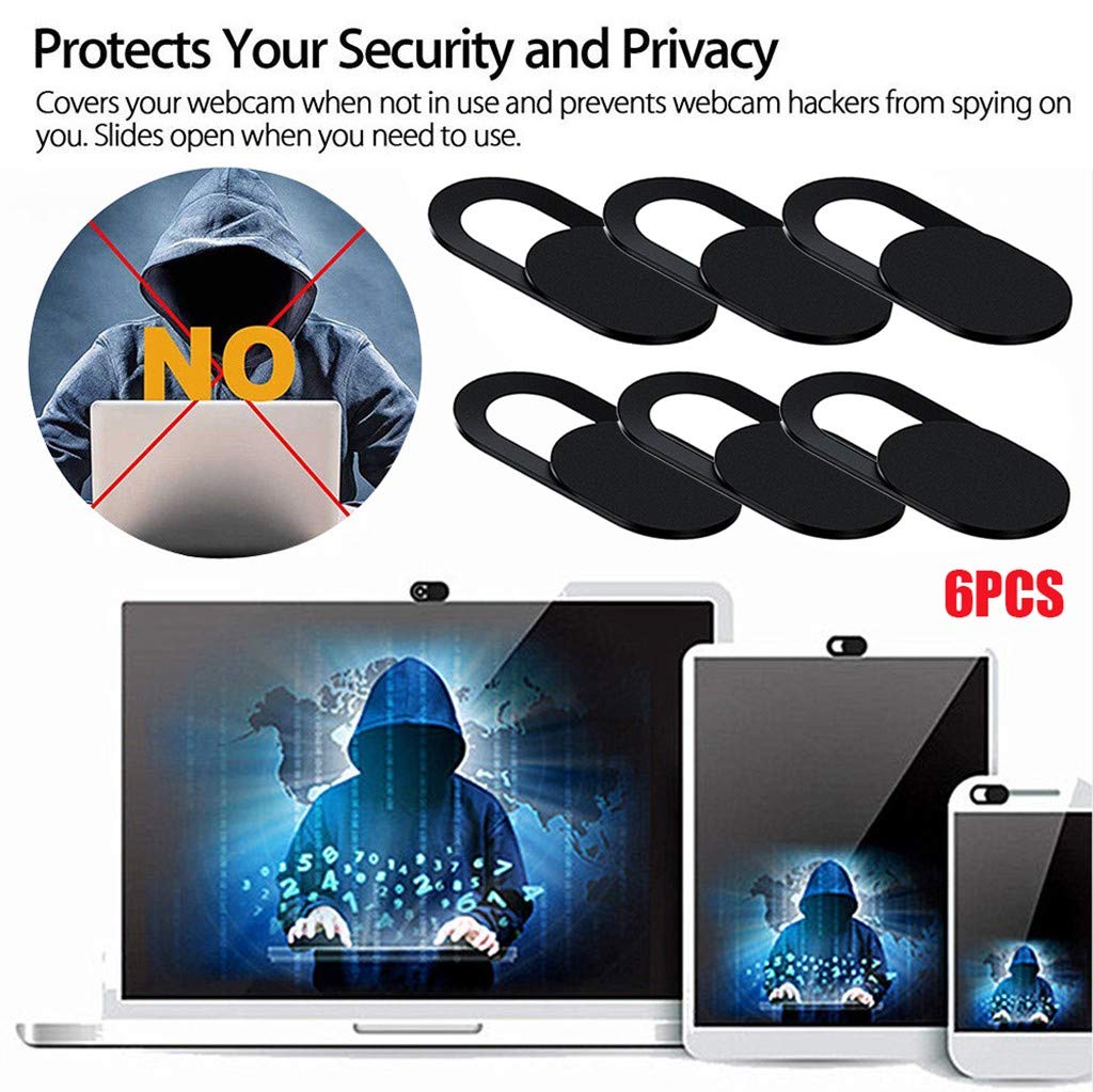 Black Camera Cover Blocker Privacy Webcam Phone Computer 6PCS Ultra-Thin Photo Microphone Tripod (Black, One Size)