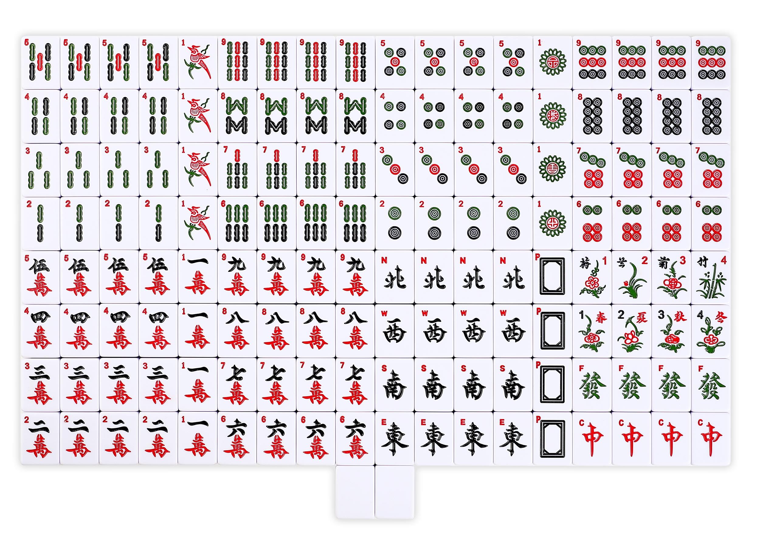 Mose Cafolo Chinese Mahjong Set X-Large 146 Numbered Melamine 1.5" Large Size Tile with Carrying Travel Case, English Manual, Pro Complete Mahjongg Game Set (Majiang, Mah Jongg)