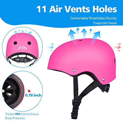 Beleev Kids Bike Helmets Ages 8-14, Adjustable Multi-Sport Child Bicycle Helmet, Lightweight & Comfortable Skateboard Helmet for Boys and Girls(Pink, Medium)