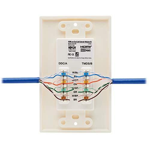 Tripp Lite HDMI over Dual Cat5/Cat6 Extender Wall Plate Kit with Transmitter and Receiver, TAA, 3 Year Warranty (P167-000),Multicolor