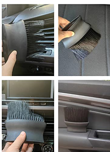 Grafken Car Long Hair Wide Handle Brushes Auto Interior Detail Cleaning Dust Removal Brush for Car Interior, Air Vents, Dashboard, Emblems, Scratch Free, black
