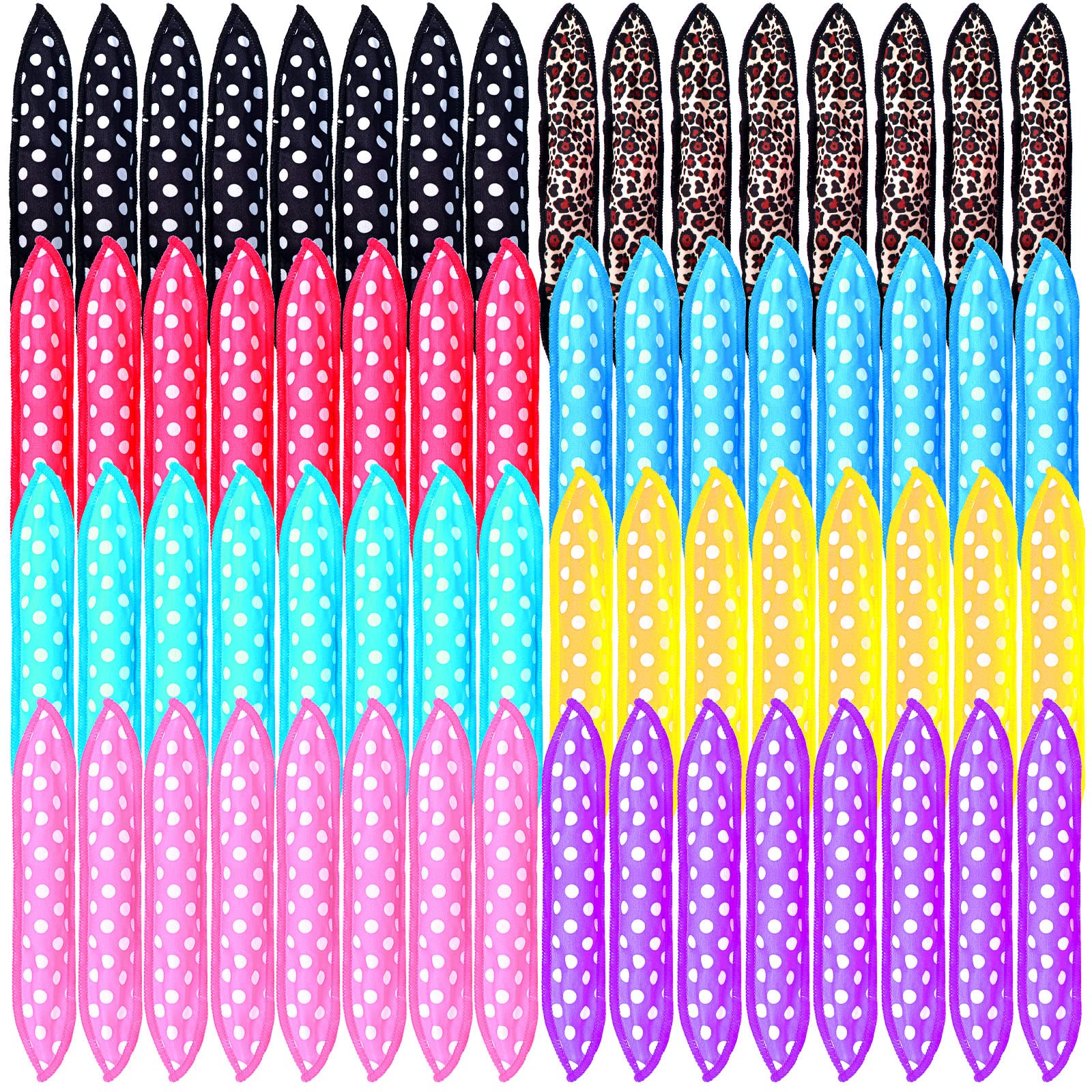 Giegxin 64 Pcs Heatless Soft Hair Rollers Sponge Sleep Hair Rollers Soft Overnight Hair Curlers Foam Pillow Curlers DIY Night Hair Rollers for Flexible Hair Curling Supplies, Polka Dot, Leopard