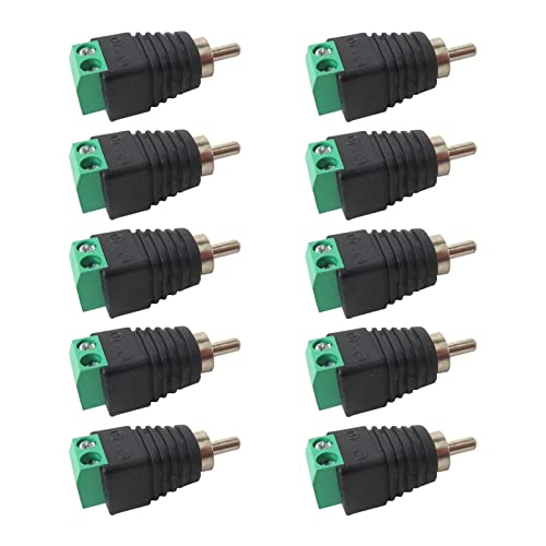 BATEMEN W 10x Professional 12V Phone RCA Plug to AV Screw Terminal Plug Connector Audio Adapter Jack Plug Suitable for CCTV Installers and for All DC Cameras Part
