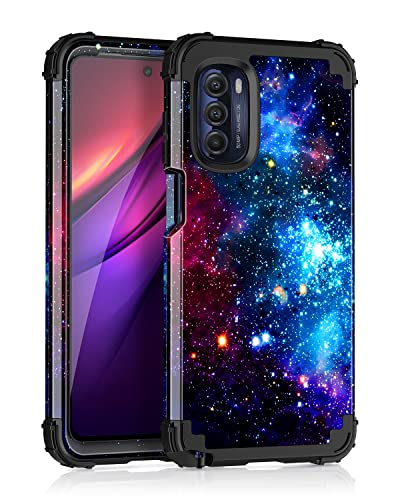 Miqala for Moto G Stylus 2022 5G/4G Case,Shiny in The Dark Three Layer Heavy Duty Shockproof Hard Plastic Bumper +Soft Silicone Rubber Protective Case for Moto G Stylus2022,Blue Sky.