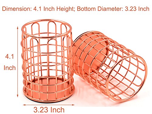 Superbpag Wire Metal Desktop Pencil Holder, Set of 2, Rose Gold