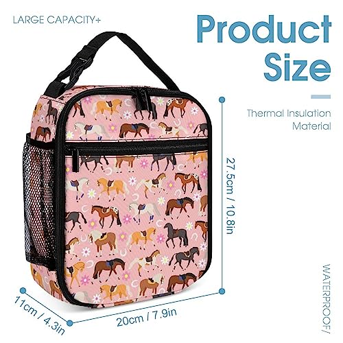 DTCCET 3PCS Cartoon Horse Backpack Set, Horse Laptop Bag Cute Shoulders Backpack with Lunch Bags, Horse Lovers Daypack(Horse)
