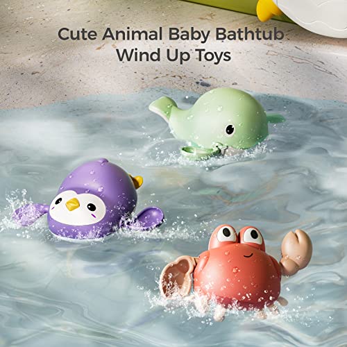 TUMAMA Baby Bath Toy,Bath Bubble Maker Machine with Music,3 Bathtub Wind-Up Toys,Crab Shower Water Toy for Toddlers Kids Boys Grils