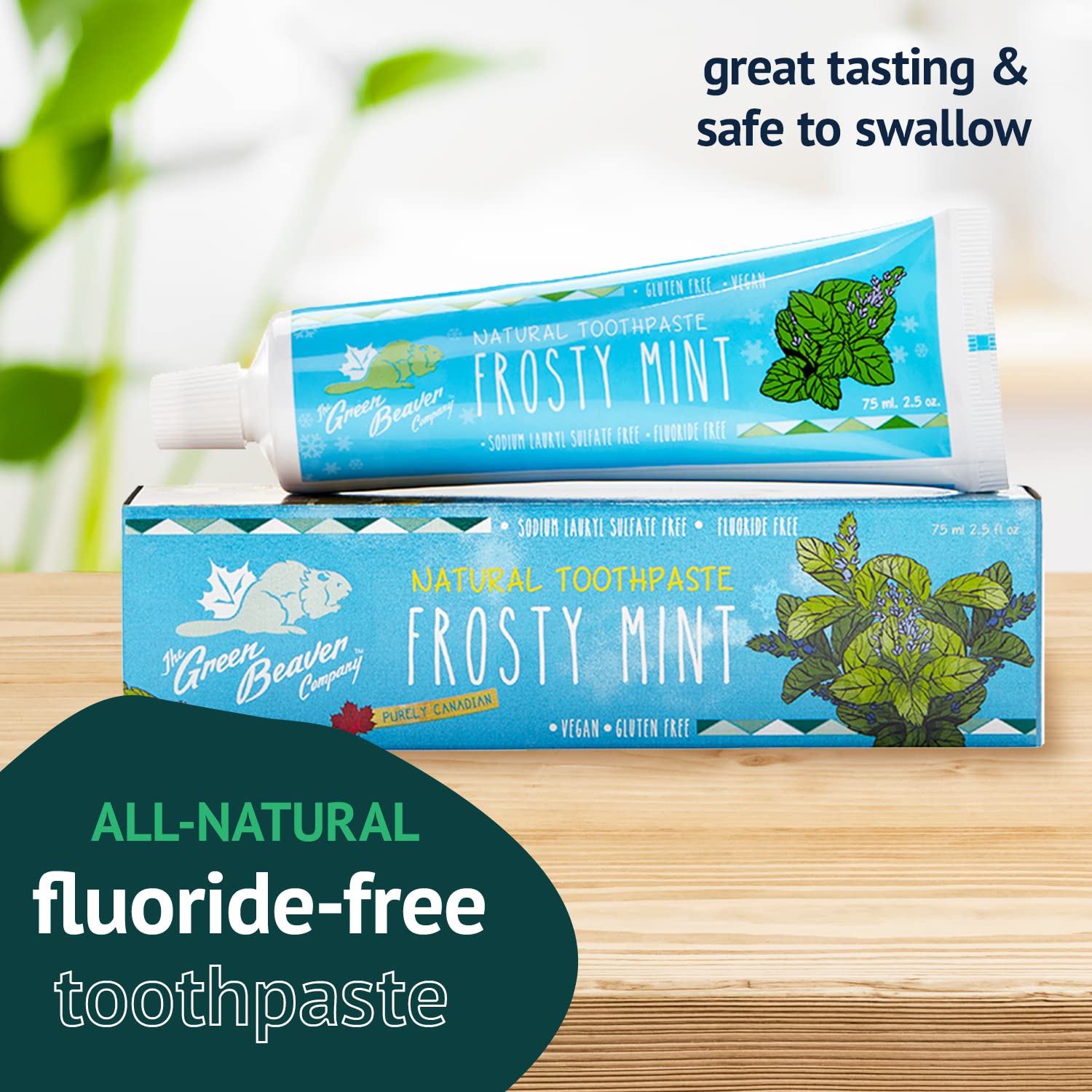 Green Beaver Toothpaste, Frosty Mint, 2.5 Ounce