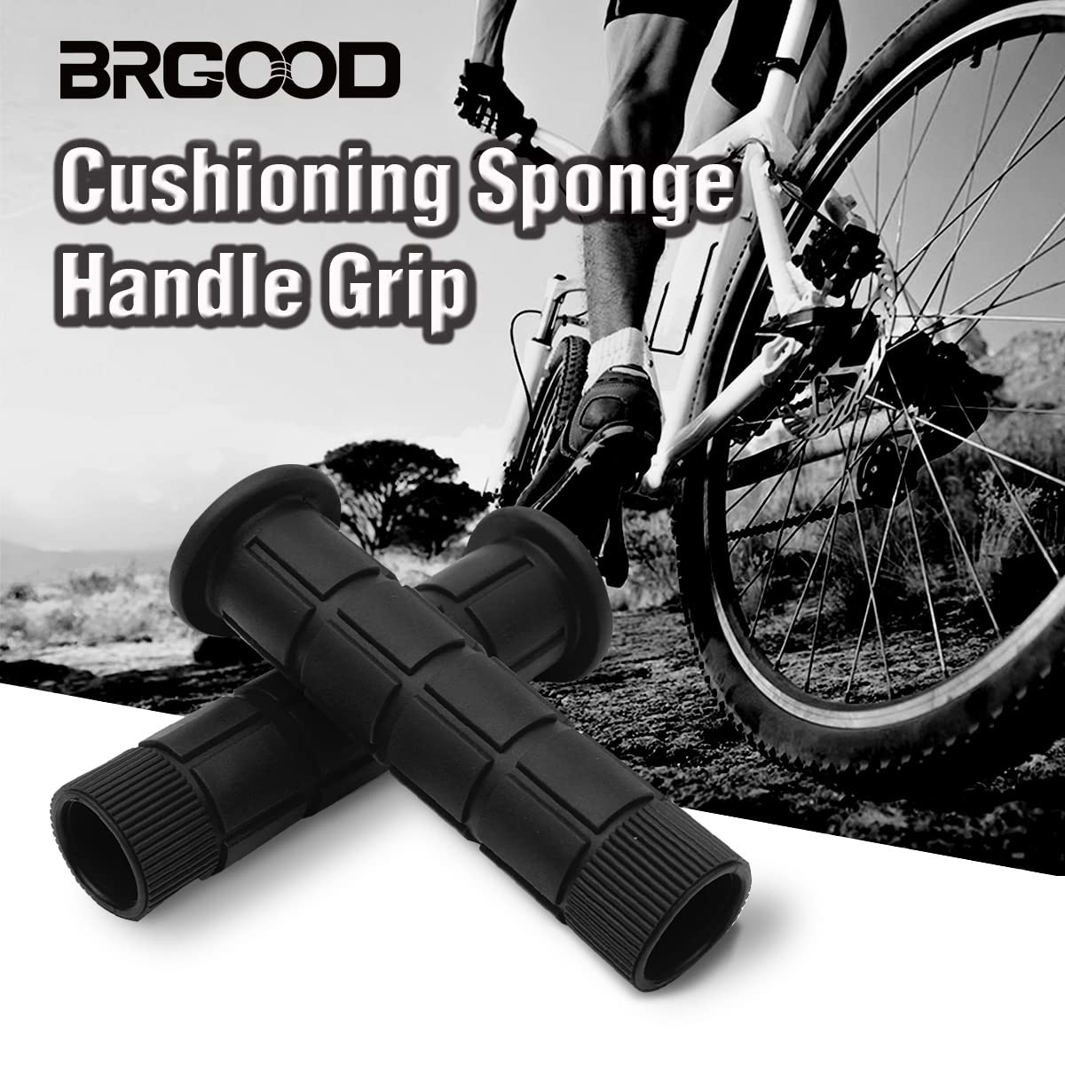 Bike Handle Grips BRGOOD Handlebar Grips Non-Slip Rubber Bicycle Grips for Adults Fits Mountain Cruiser Scooter Foldable Bicycle Tricycle BMX MTB
