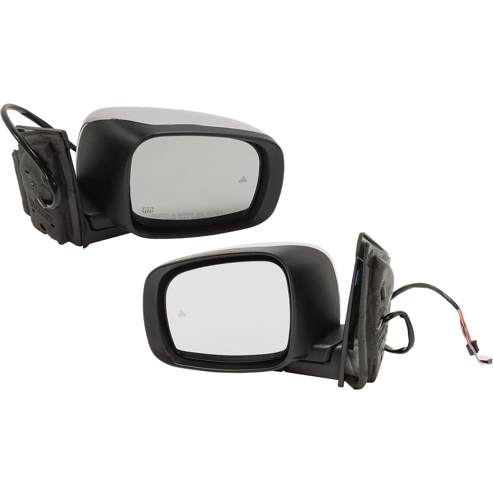 Kool Vue Driver & Passenger Side Power Heated Mirrors for Dodge Grand Caravan Chrysler Town & Country 2009-2016 With Signal Light & Blind Spot Monitor; Without Memory Chrome