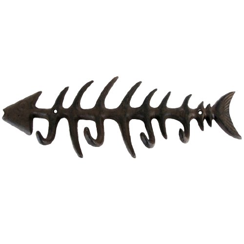 Treasure Gurus Cast Iron Fish Bone Coat/Hat/Towel/Key Ring Hook