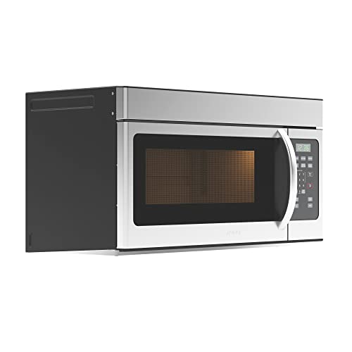 KoolMore KM-MOT-1SS 1.6 Cu. Ft. Over The Range Microwave Oven Lamp and 300CFM Recirculation Vent Hood, Auto Cook Menus, Reheat Function, 10 Power Levels, Timer, and Weight Defrost, Silver
