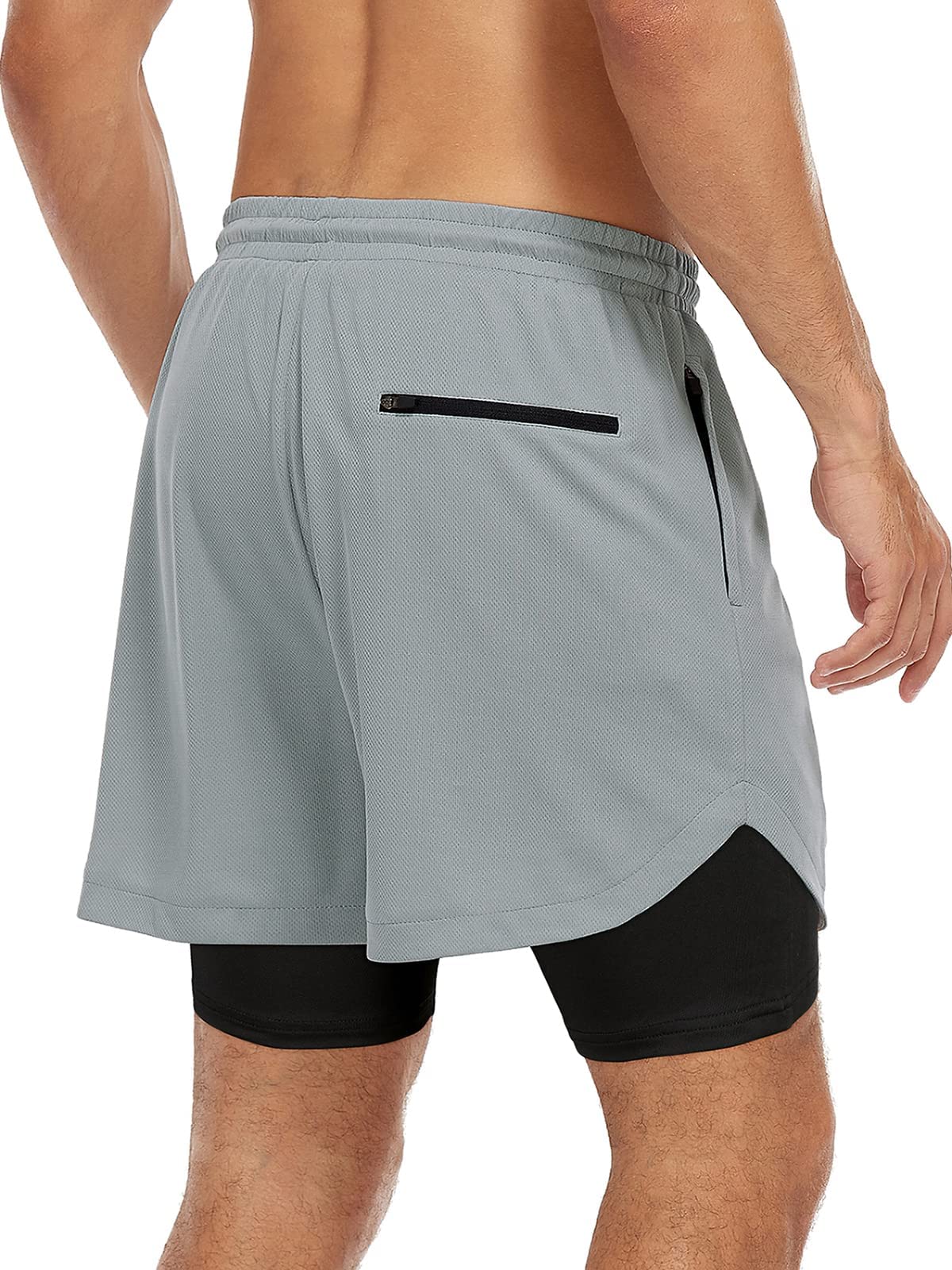 Century Star Mens Running Shorts Athletic Workout Quick Dry Compression Short for Men with Pockets Training Sport Gym Shorts Blue X-Large