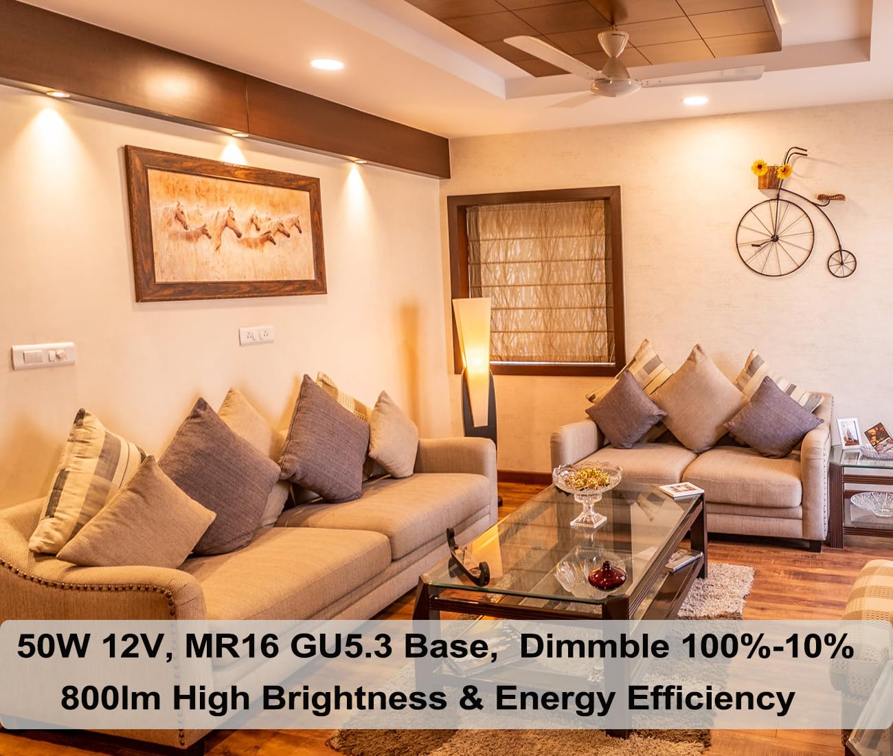 Vinaco MR16 Halogen Bulb 50W 12V, 6 Pack MR16 Bulb Dimmable, Long Lasting MR16 GU5.3 50W Bulb, 2800K MR16 Warm White with GU5.3 Base, Halogen MR16 50W for Landscape, Track Lights, and Fiber Optics
